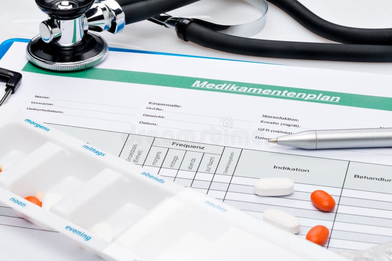 Medication Plan with Tablets and Stethoscope Stock Image - Image of ...