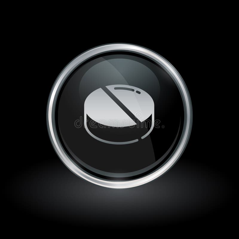 Medication Tablet Icon Inside Round Silver and Black Emblem Stock ...