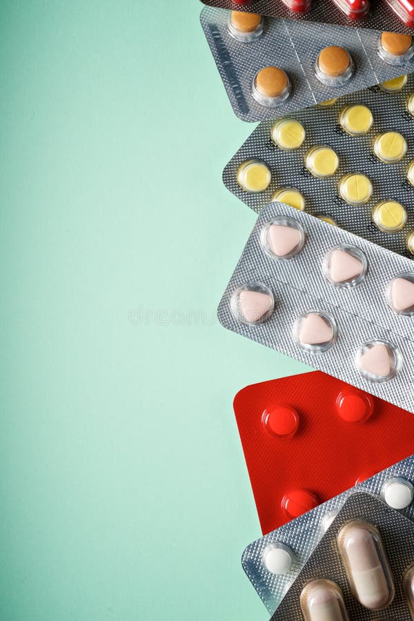 Medication Tablets Packed in Blister Packs on a Table Stock Photo ...