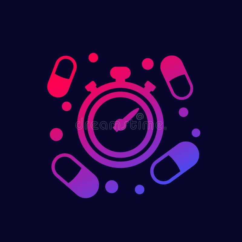 Medication Time Icon, Outline Style Stock Vector - Illustration of ...