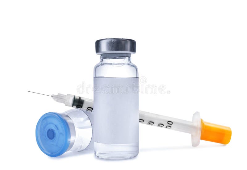 Medication in Vials and Syringe on White Background Stock Photo - Image ...