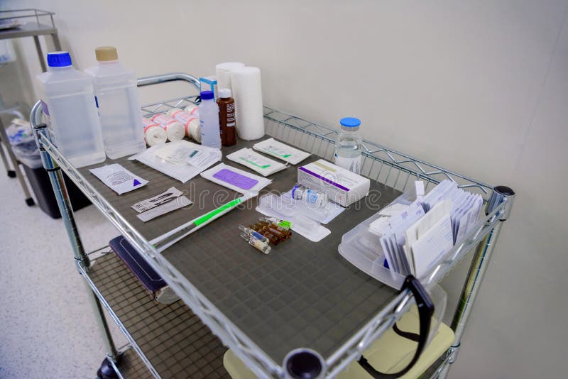 Medications Prepared for Surgery on the Operating Table Stock Photo ...