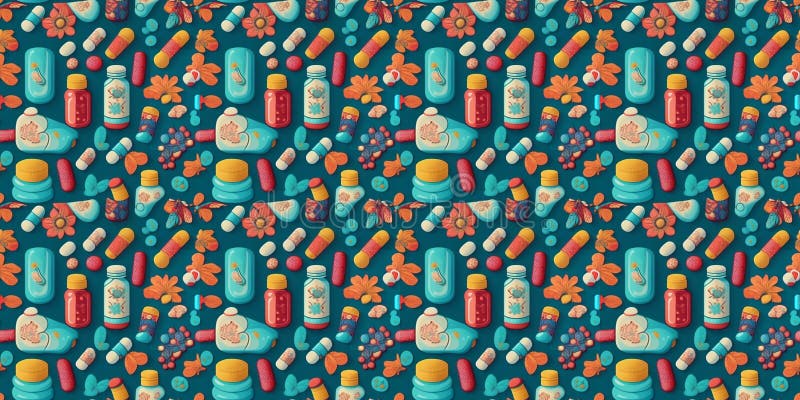 Medications Seamless Patterns Repeating Patterns Design Fabric Art Flat ...