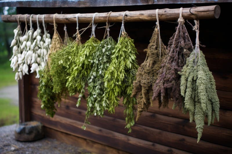 Medicinal Herbs Drying on Wooden Boards Stock Image - Image of ...