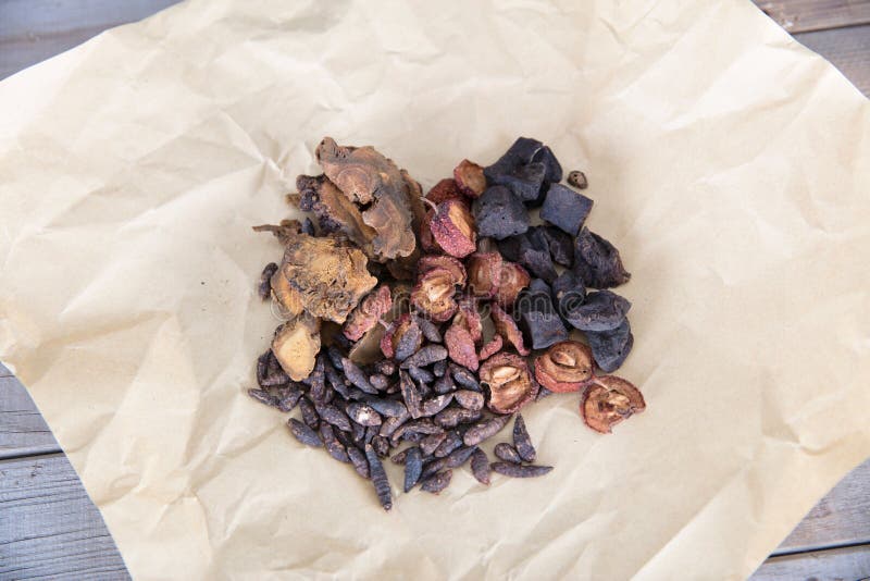 Medicinal Herbs and Soup on Kraft Paper Stock Image - Image of ...