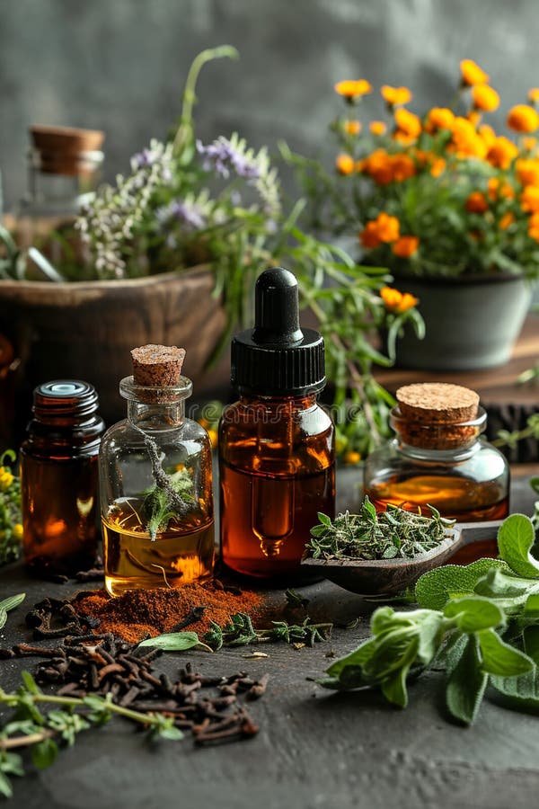 Medicinal Herbs and Tinctures. Nature. Stock Photo - Image of mixture ...