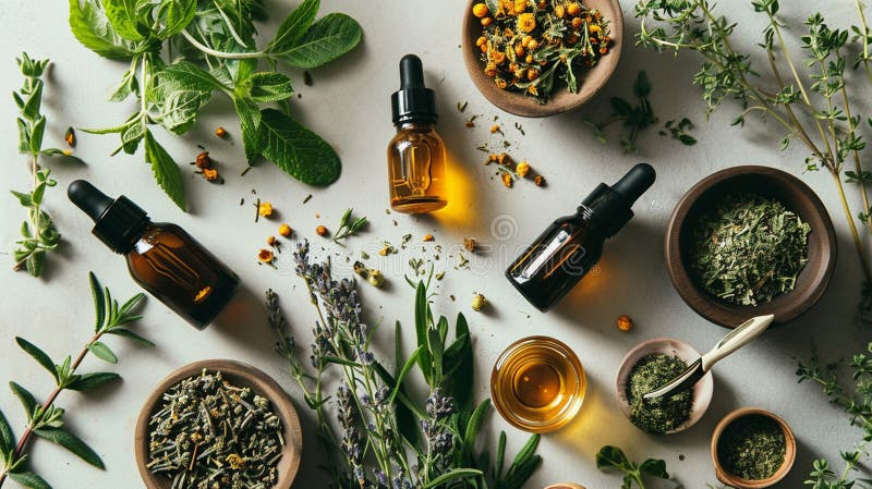 Medicinal Herbs and Tinctures. Nature. Stock Image - Image of healing ...