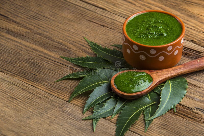 Medicinal Neem Leaves with Paste Stock Image - Image of diabetes ...