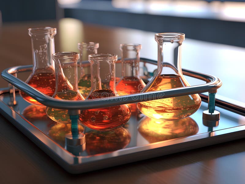 Medicine, Alchemy, Experiments. Different Bottles with Liquid on the ...