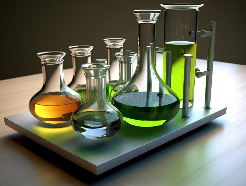 Medicine, Alchemy, Experiments. Different Bottles with Liquid on the ...