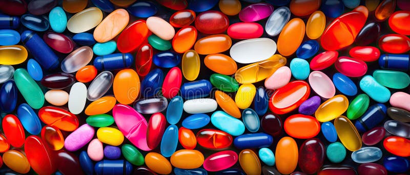 Medicine Background with Multi-color Capsules and Tablets, Creating ...