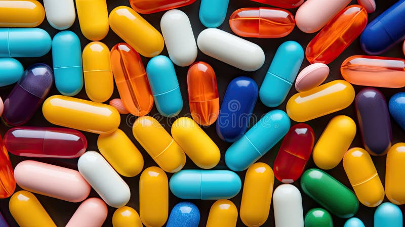 Medicine Background with Multi-color Capsules and Tablets, Creating ...