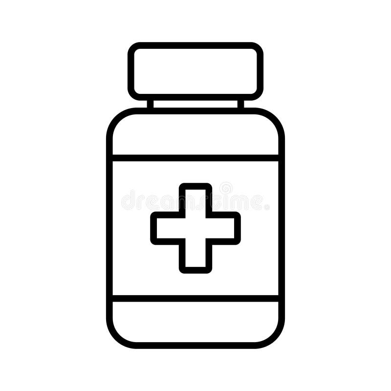 Medicine Bottle Icon. Black and White Icon Stock Vector - Illustration ...