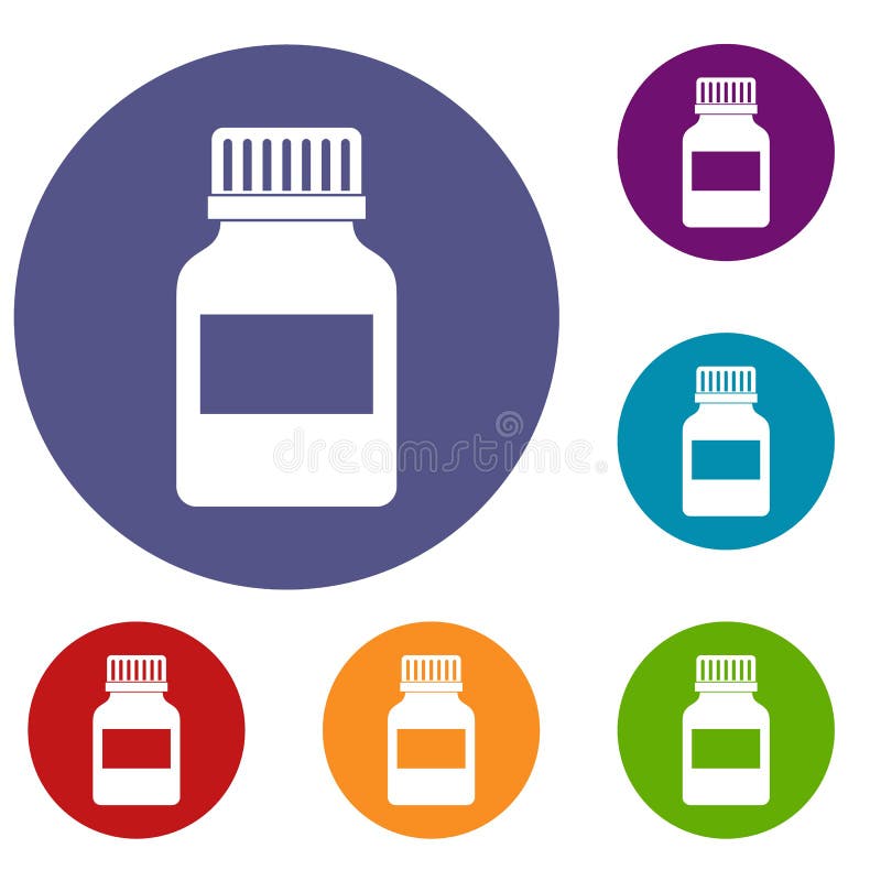 Medicine bottle icons set stock vector. Illustration of drug - 96500534