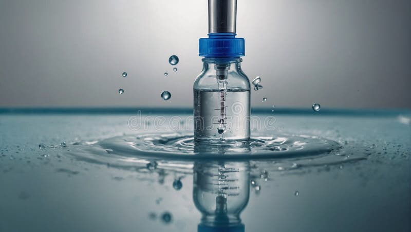 Syringe Collects Vaccine in Glass Bottle To Inoculate, Drops of ...
