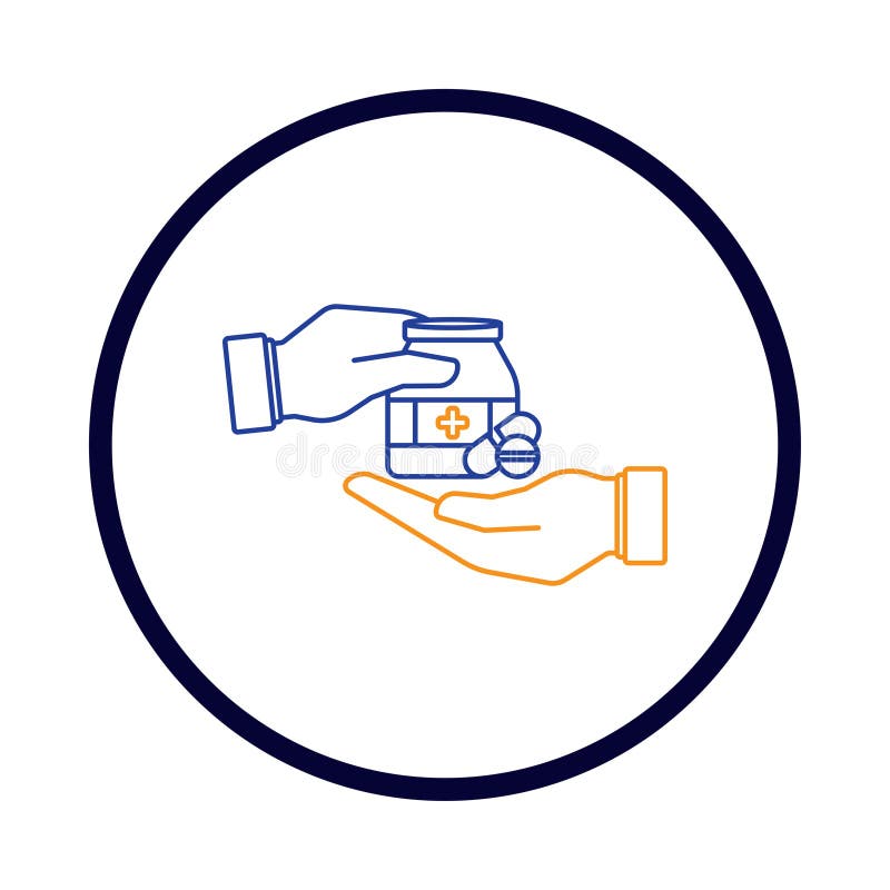 Medicine Bottle and Tablet Hand Over Icon Stock Vector - Illustration ...