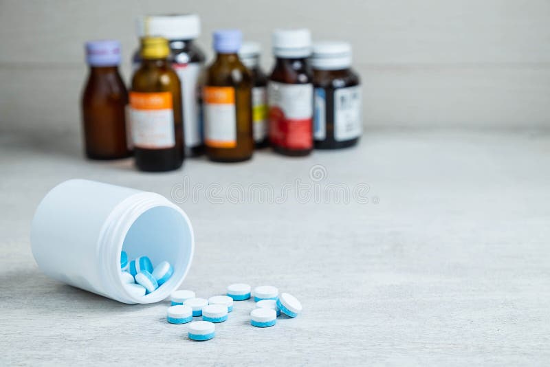 Medicine Bottles and Pill on the Table. Stock Photo - Image of ...