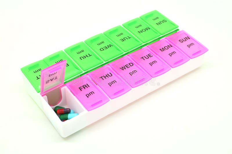 Medicine Dose Box Isolated on White Background. Weekly Dosage of ...