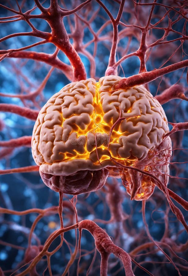 Medicine Brain Nerves Diagram. Selective Focus Stock Image - Image of ...
