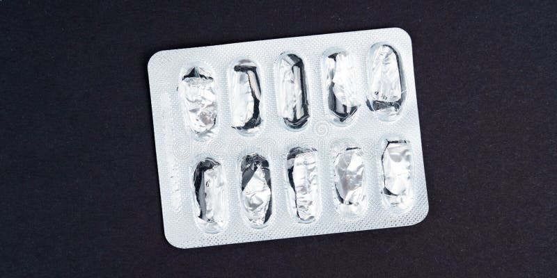 On the Black Surface is an Empty Pill Pack Stock Photo - Image of drug ...