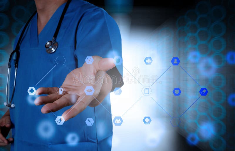 Medicine Doctor Hand Working with Modern Computer Stock Photo - Image ...