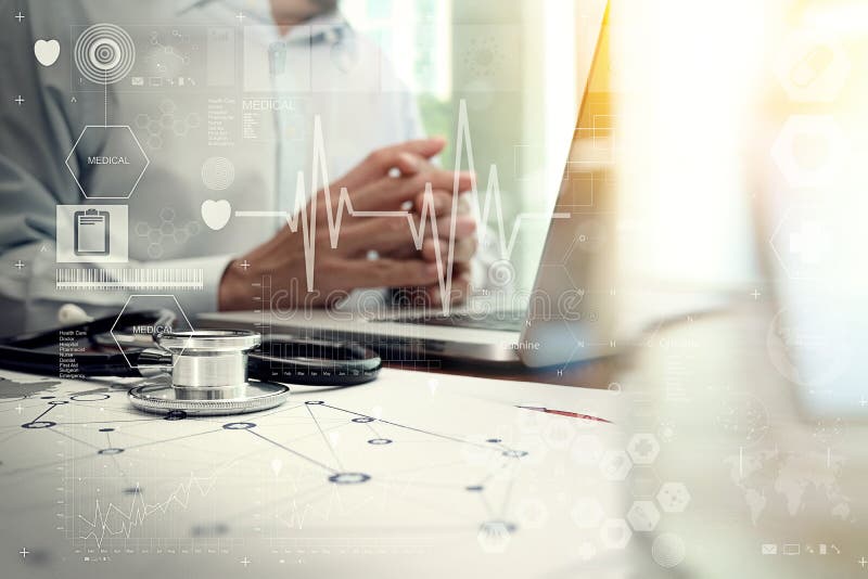 Medicine Doctor Hand Working with Modern Computer Interface As M Stock ...