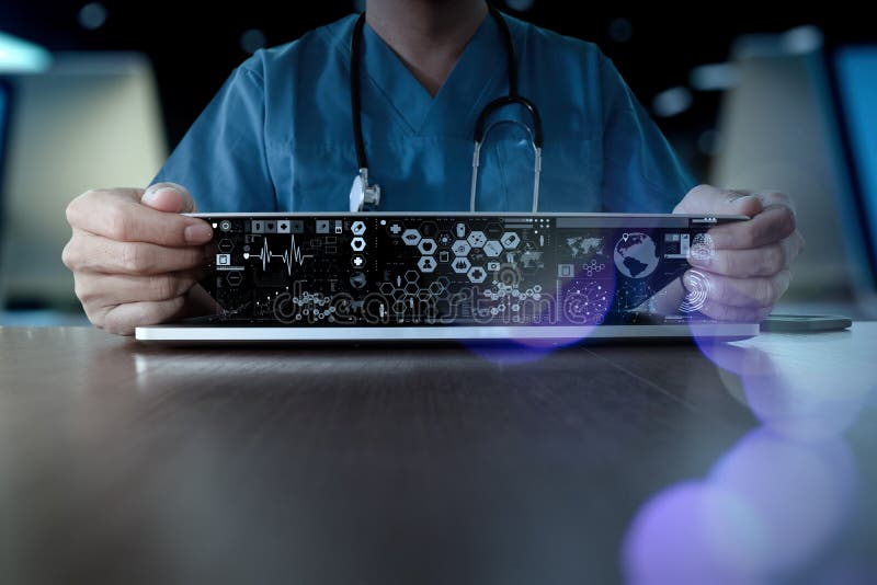 Medicine Doctor Hand Working with Modern Computer Interface As M Stock ...