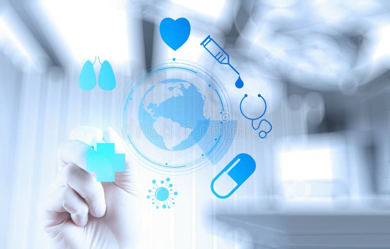 Medicine Doctor Hand Working with Modern Computer Stock Photo - Image ...