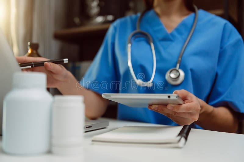 Medicine Doctor Hand Working with Modern Digital Tablet Computer ...