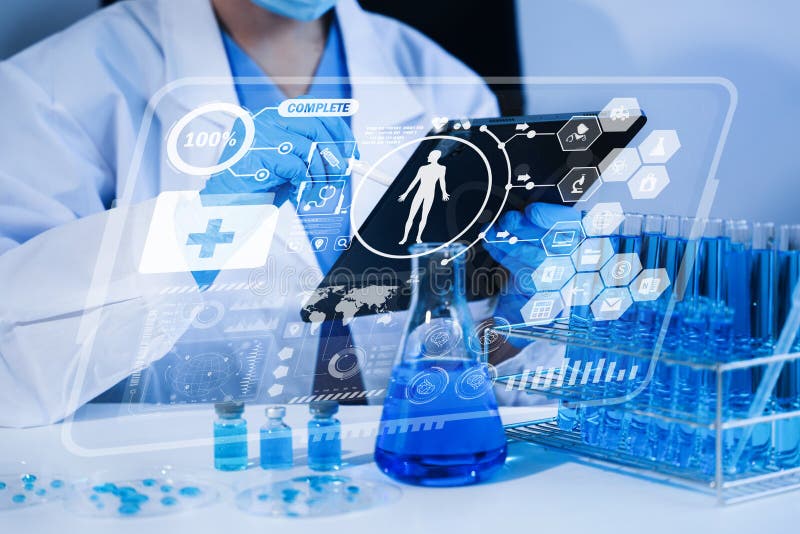 Medicine Doctor Hand Working with Modern Digital Tablet Computer ...