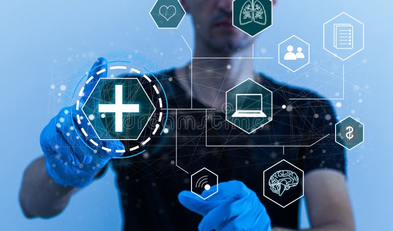 Medicine Doctor Touching Icon Medical Network Connection with Modern ...