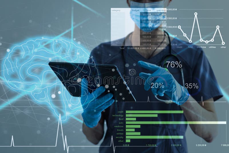 Medicine Doctor Touching Icon Medical Network Connection with Modern ...