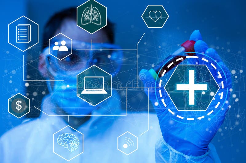 Medicine Doctor Touching Icon Medical Network Connection with Modern ...