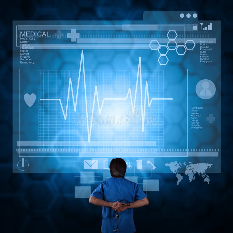 Medicine Doctor Working with Modern Computer Stock Image - Image of ...