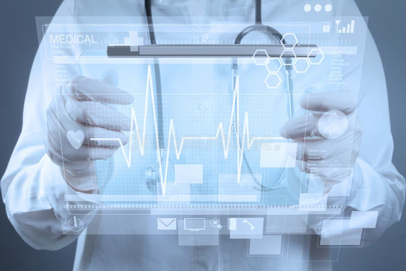 Medicine Doctor Working with Modern Computer Stock Image - Image of ...