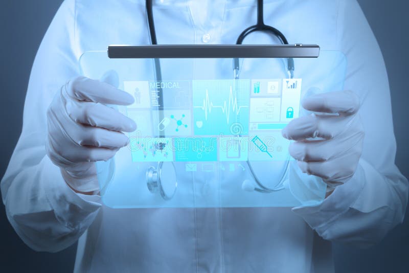 Medicine Doctor Working with Modern Computer Interface Stock Image ...