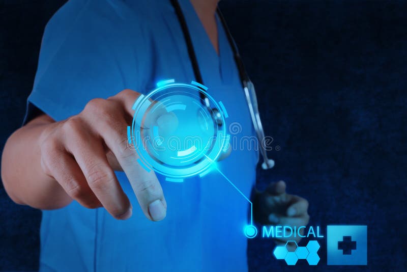 Medicine Doctor Working with Modern Computer Interface Stock Image ...