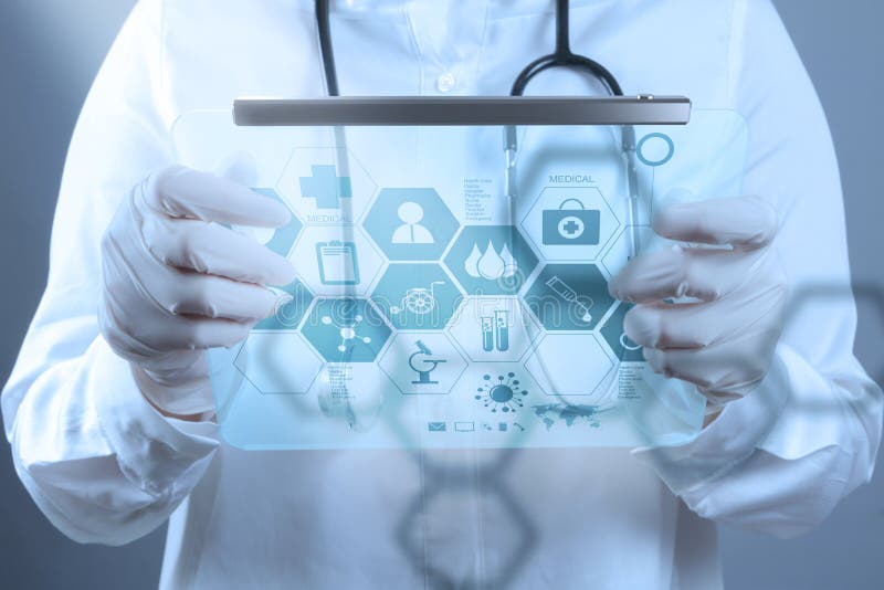 Medicine Doctor Hand Working with Modern Computer Stock Photo - Image ...