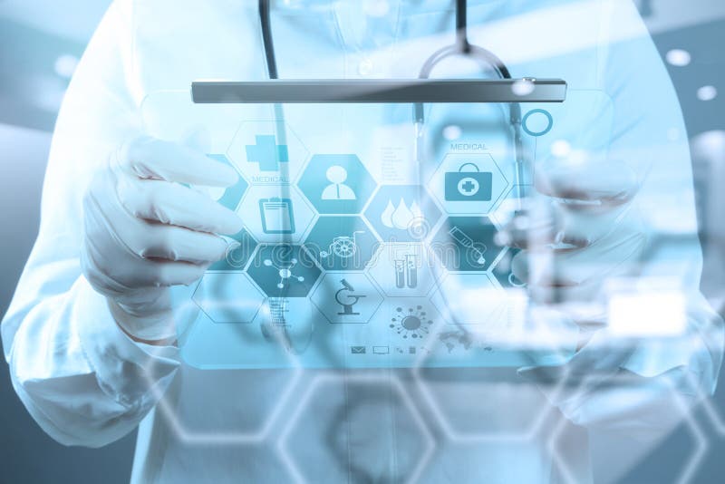 Medicine Doctor Working with Modern Computer Interface Stock Image ...