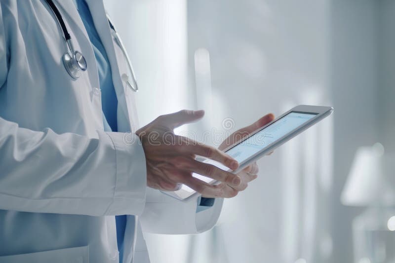Medicine Doctor is Working with Modern Tablet Computer and Virtual ...