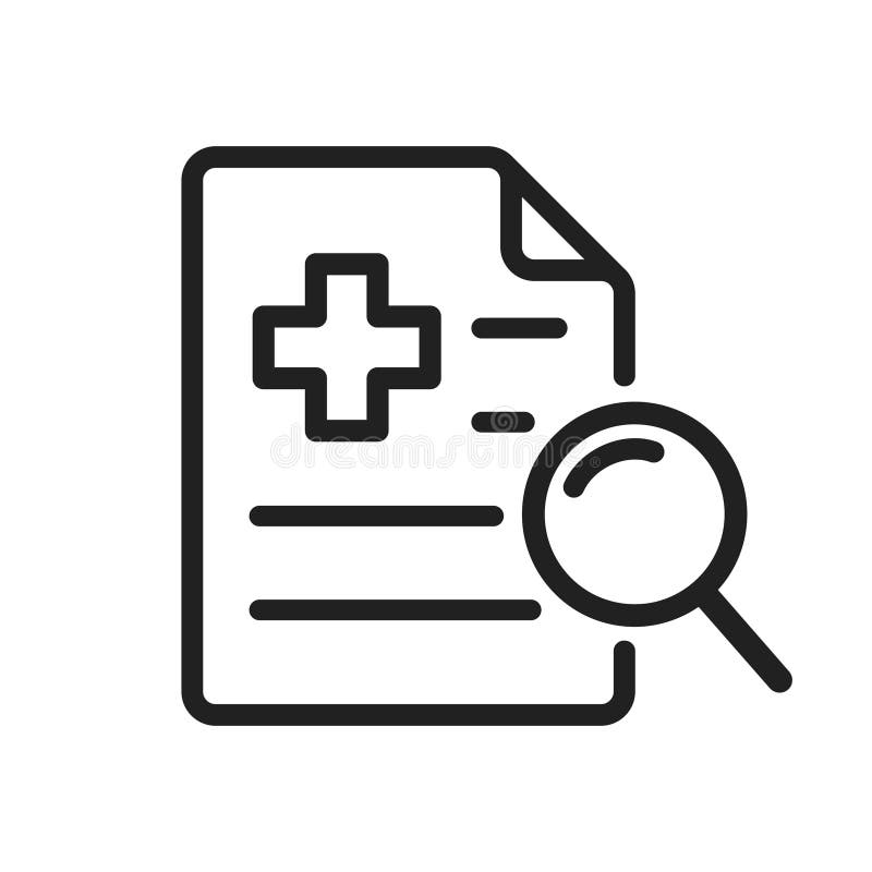 Medicine Document, Medical Record and Magnifier Icon, Prescription for ...