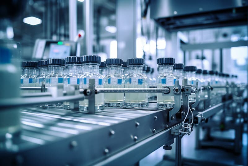 Medicine factory line stock illustration. Illustration of machinery ...