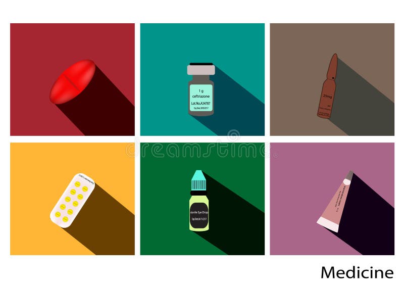 Medicine Flat Icons Set with Long Shadow ,drug Vector Image,pill Pack ...