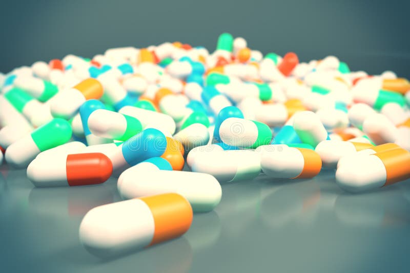 Medicine on Grey Background Stock Illustration - Illustration of close ...