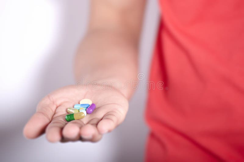 Medicine in hand stock image. Image of nutrition, supplements - 37040939