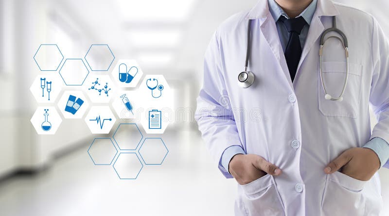 Medicine Health Care Professional Doctor Hand Working with Mode Stock ...