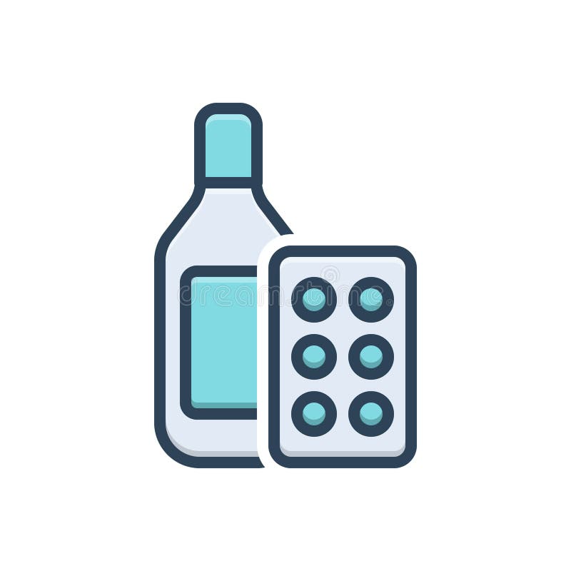 Color Illustration Icon for Medicine, Bottle and Dose Stock ...