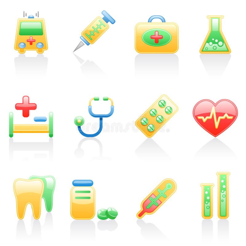 Medicine icon set. stock vector. Illustration of green - 17273495