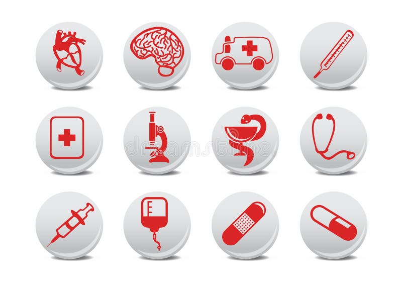Red medical icon set stock vector. Illustration of drug - 5883847