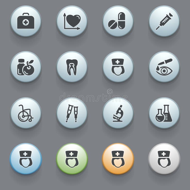 Medicine Icons. Green Gray Series. Stock Vector - Illustration of ...